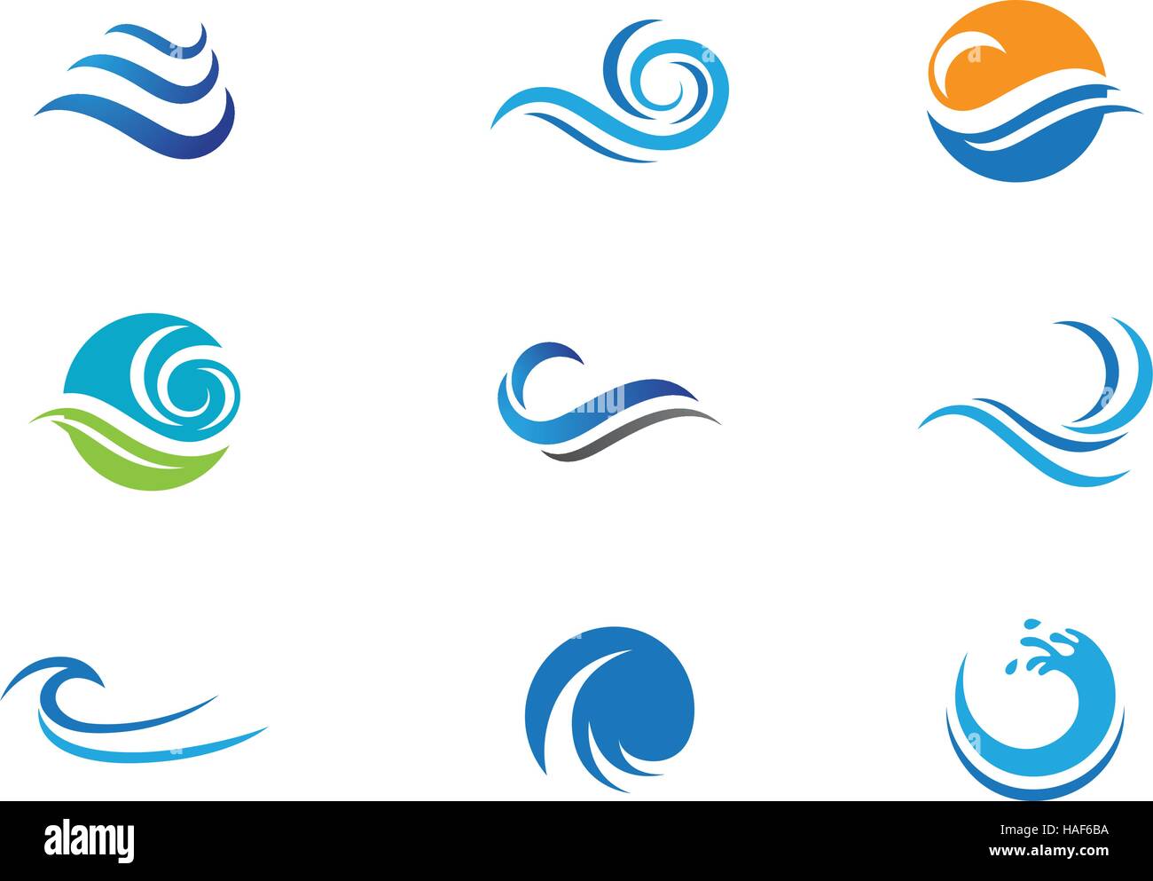 Vector Logo with yellow sun and blue sea waves Stock Vector Image & Art ...