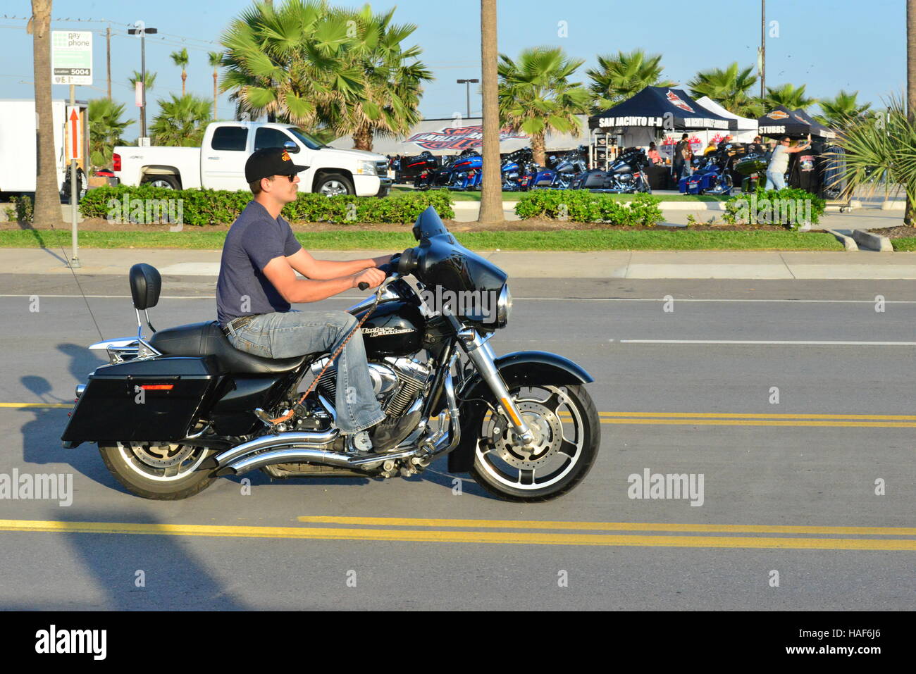 Harley Davidson Motorcycles at Galveston in Texas Stock Photo - Alamy