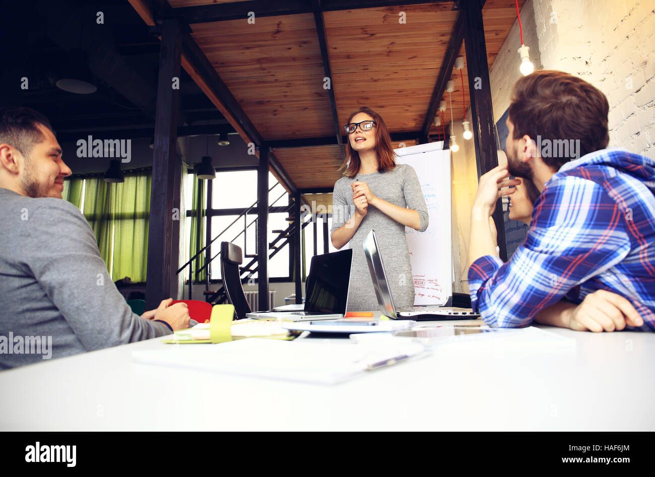 Woman making a business presentation Stock Photo - Alamy