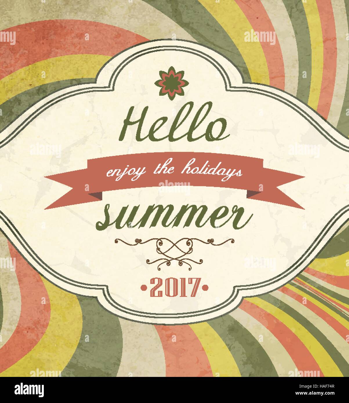 Vintage Grunge Summer Striped Colorful Background With Text Stock ...