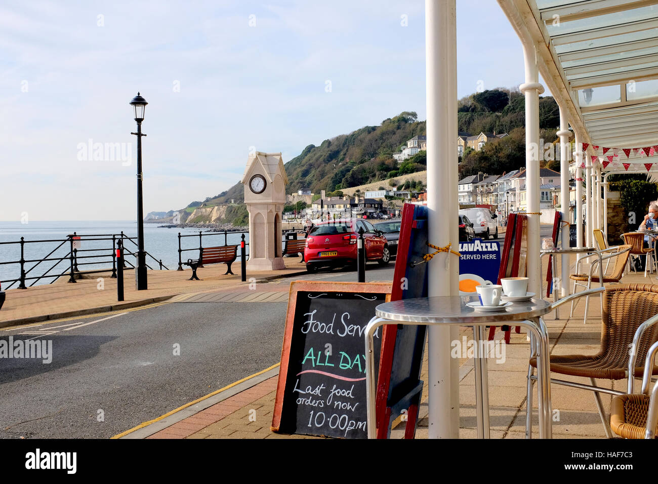 Ventnor, Isle of Wight, UK. November 01, 2016. A seafront cafe looking ...
