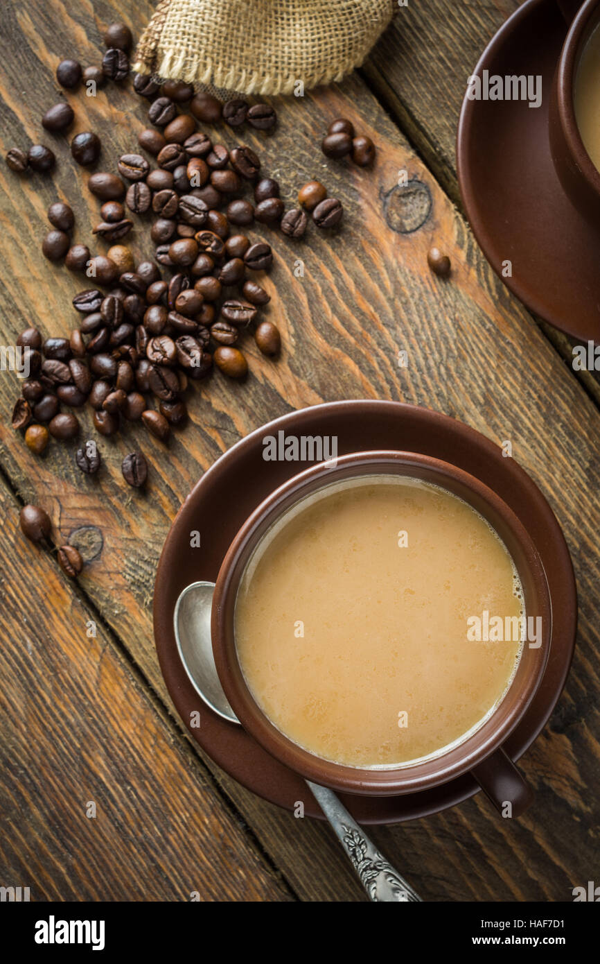 coffee cups, beans Stock Photo - Alamy