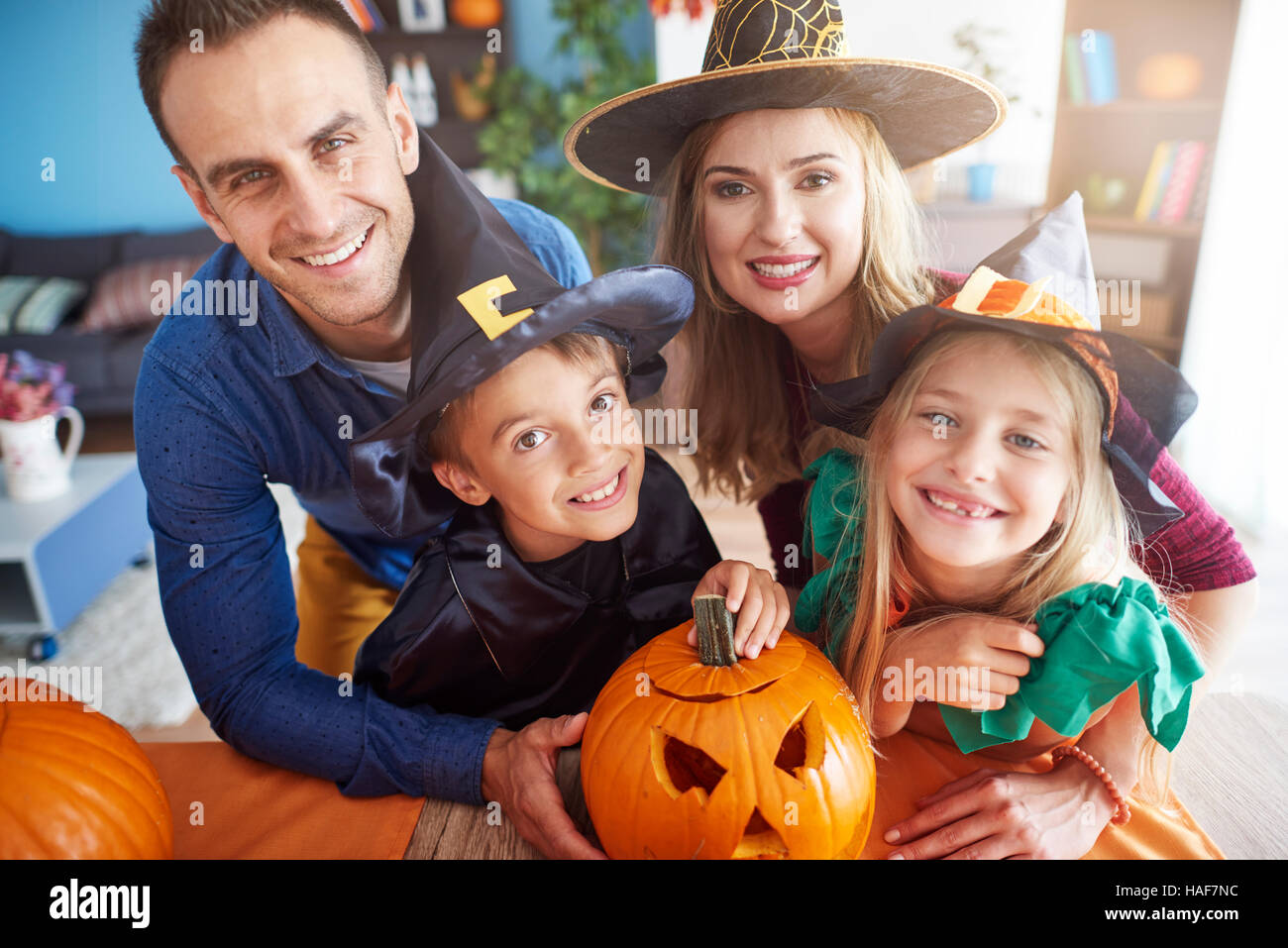 Portrait of happy and spooky family Stock Photo - Alamy