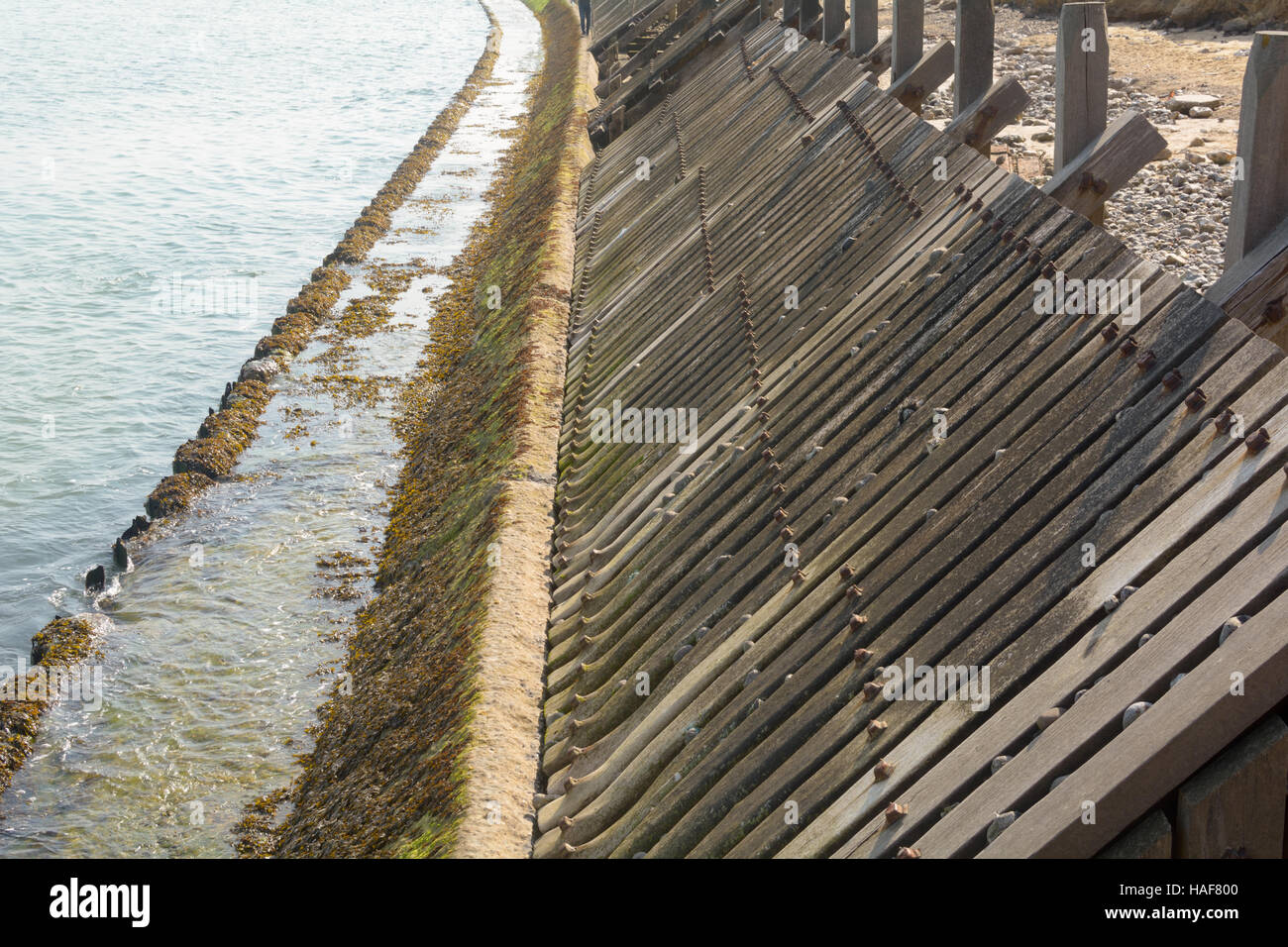 Wooden sea defences damaged in 2015 storms in Sheringham, Norfolk ...