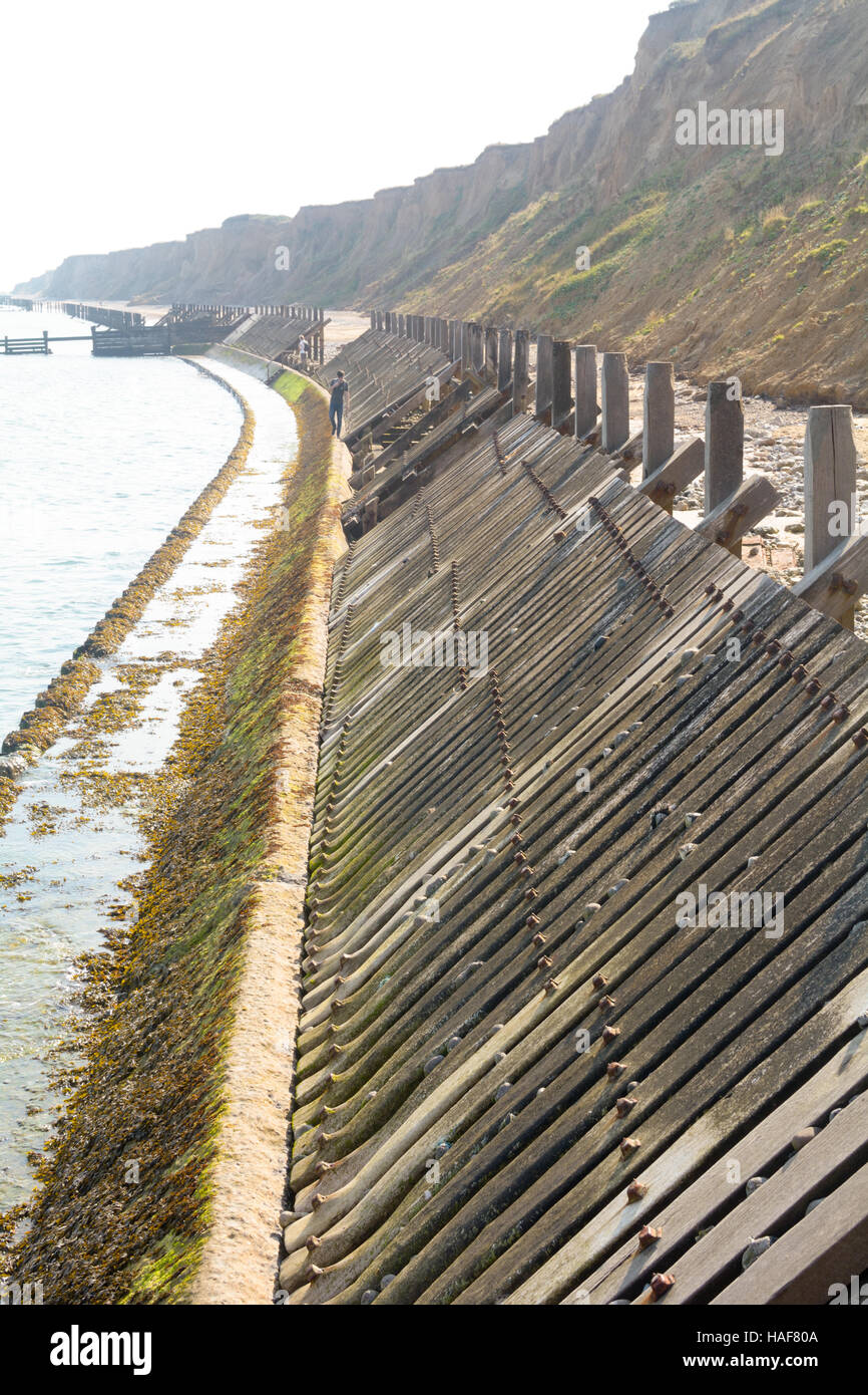 Wooden sea defences damaged in 2015 storms in Sheringham, Norfolk ...