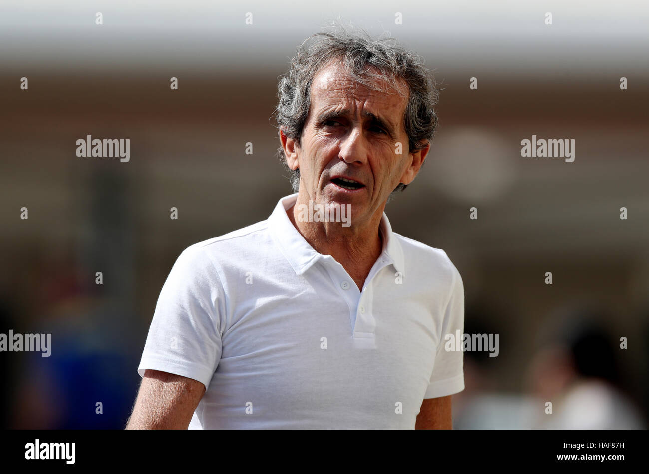 Alain Prost during practice three at Yas Marina Circuit, Abu Dhabi ...