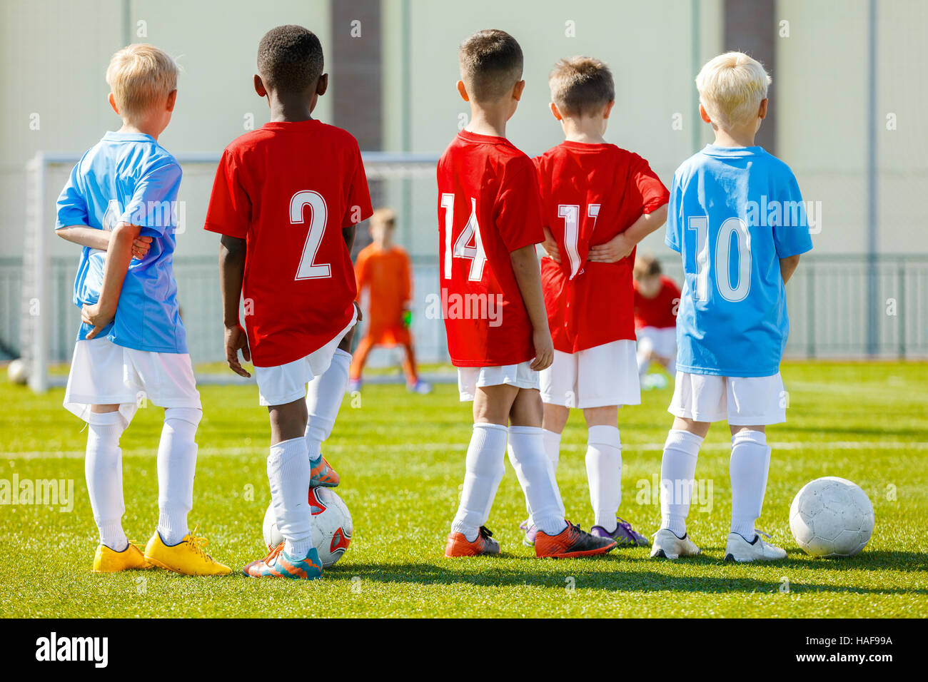 Children Football Training. Coaching Youth Soccer. Young Boys Training ...