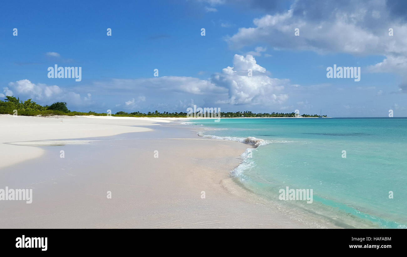 White sand beach in tropical paradise at St John's Antigua and Barbuda ...