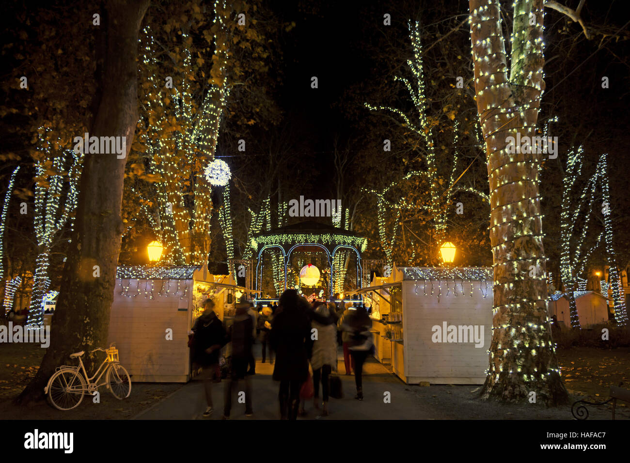 Zrinjevac park decorated by Christmas lights as part of Advent in ...