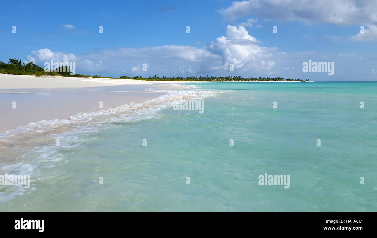 White sand beach in tropical paradise at St John's Antigua and Barbuda ...
