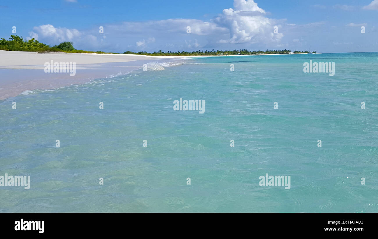 White sand beach in tropical paradise at St John's Antigua and Barbuda ...