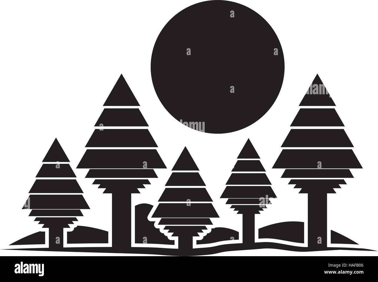 Forest and sun icon. Landscape nature outdoor beautiful and season ...
