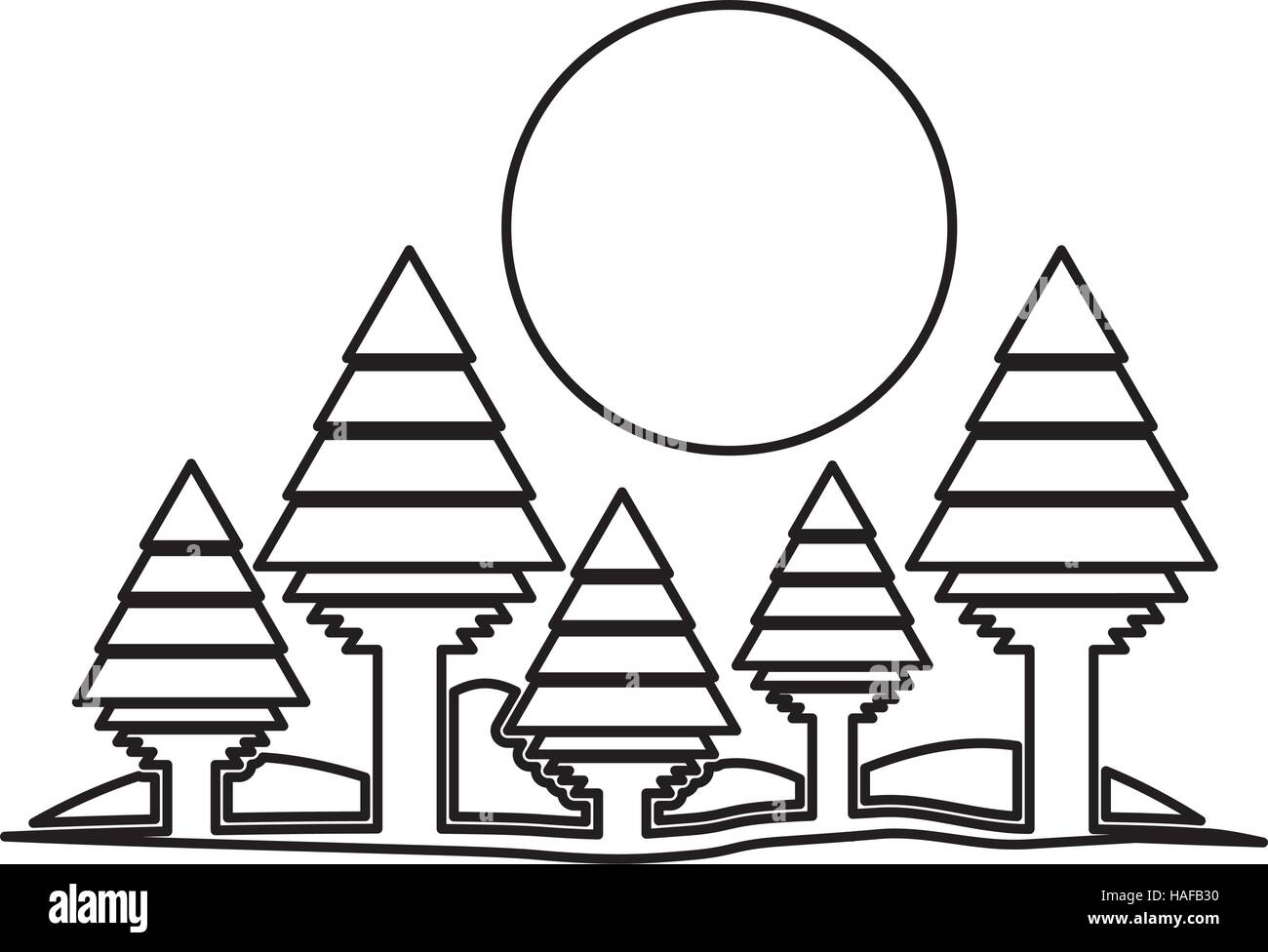 Forest and sun icon. Landscape nature outdoor beautiful and season ...
