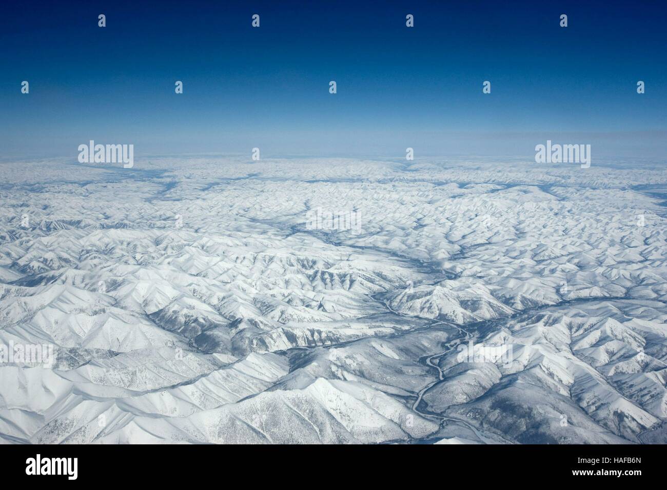 Sakha (Yakutia) Republic. The Verkhoyansk Range from Above Stock Photo ...