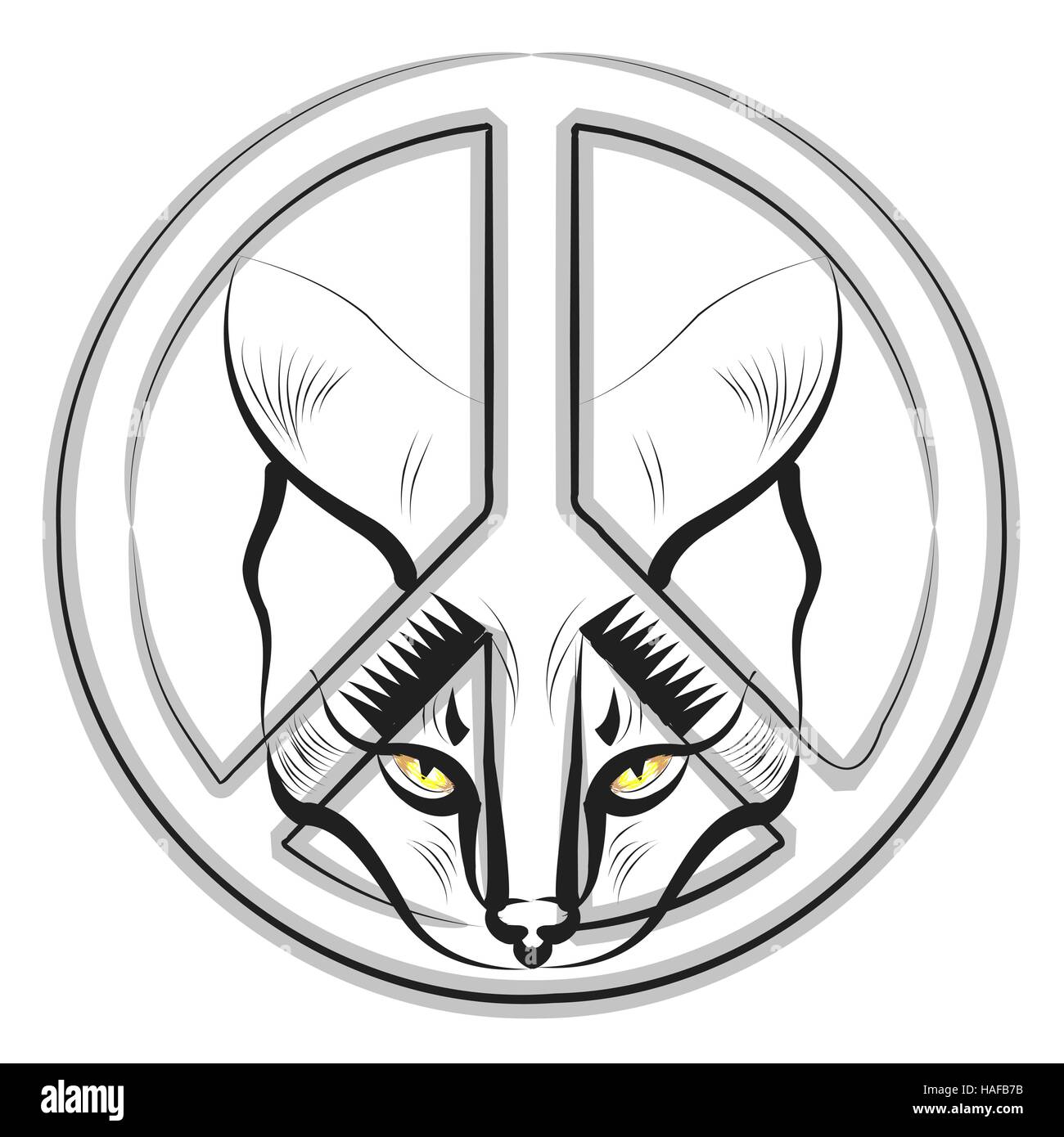 Cat and Peace Sign isolated on white background Stock Vector Image ...