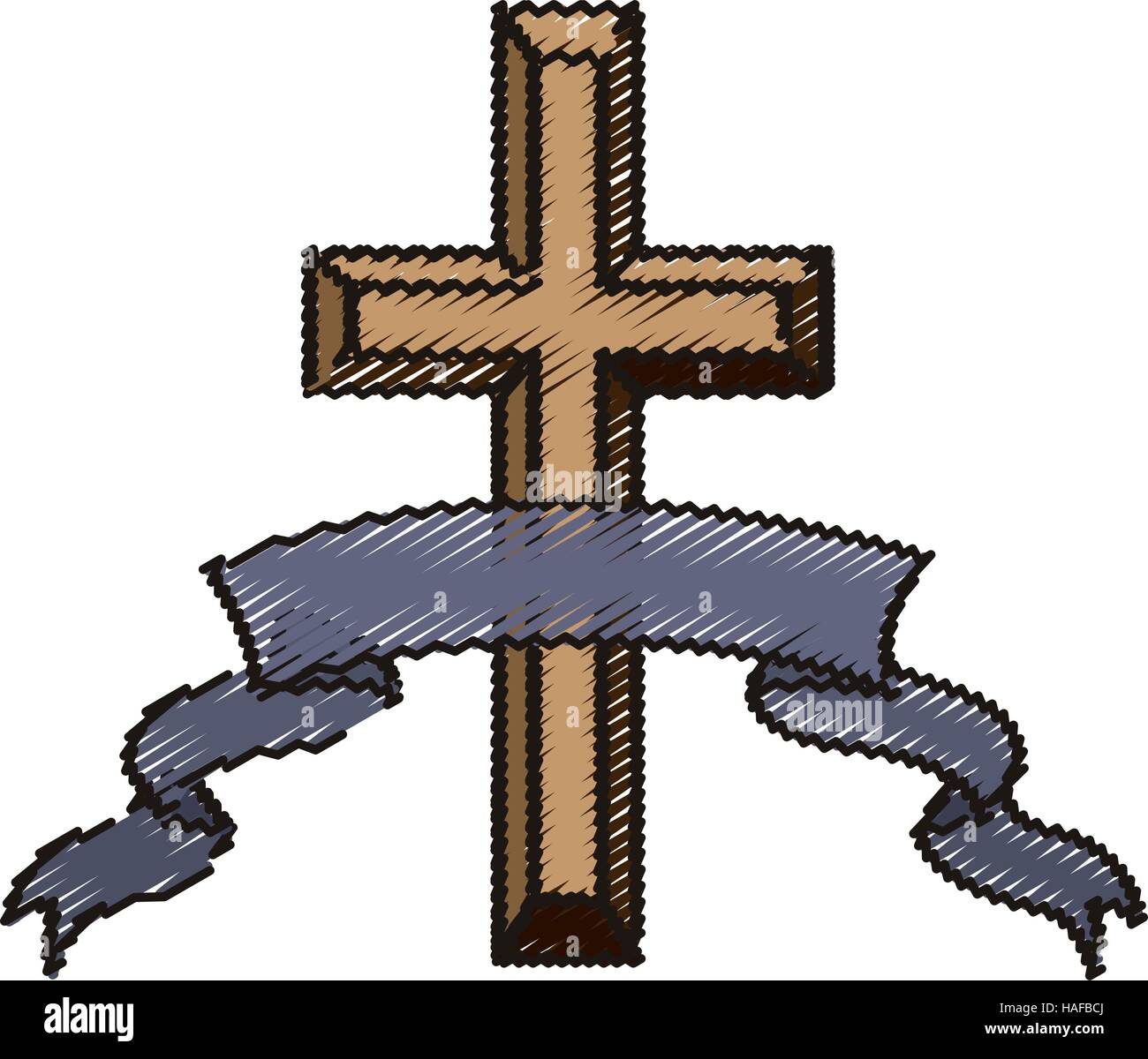 Cross and ribbon icon. Religion god pray faith and believe theme ...