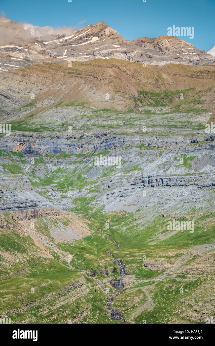 Sight of Monte Perdido and Ordesa's valley in the spanish national park ...
