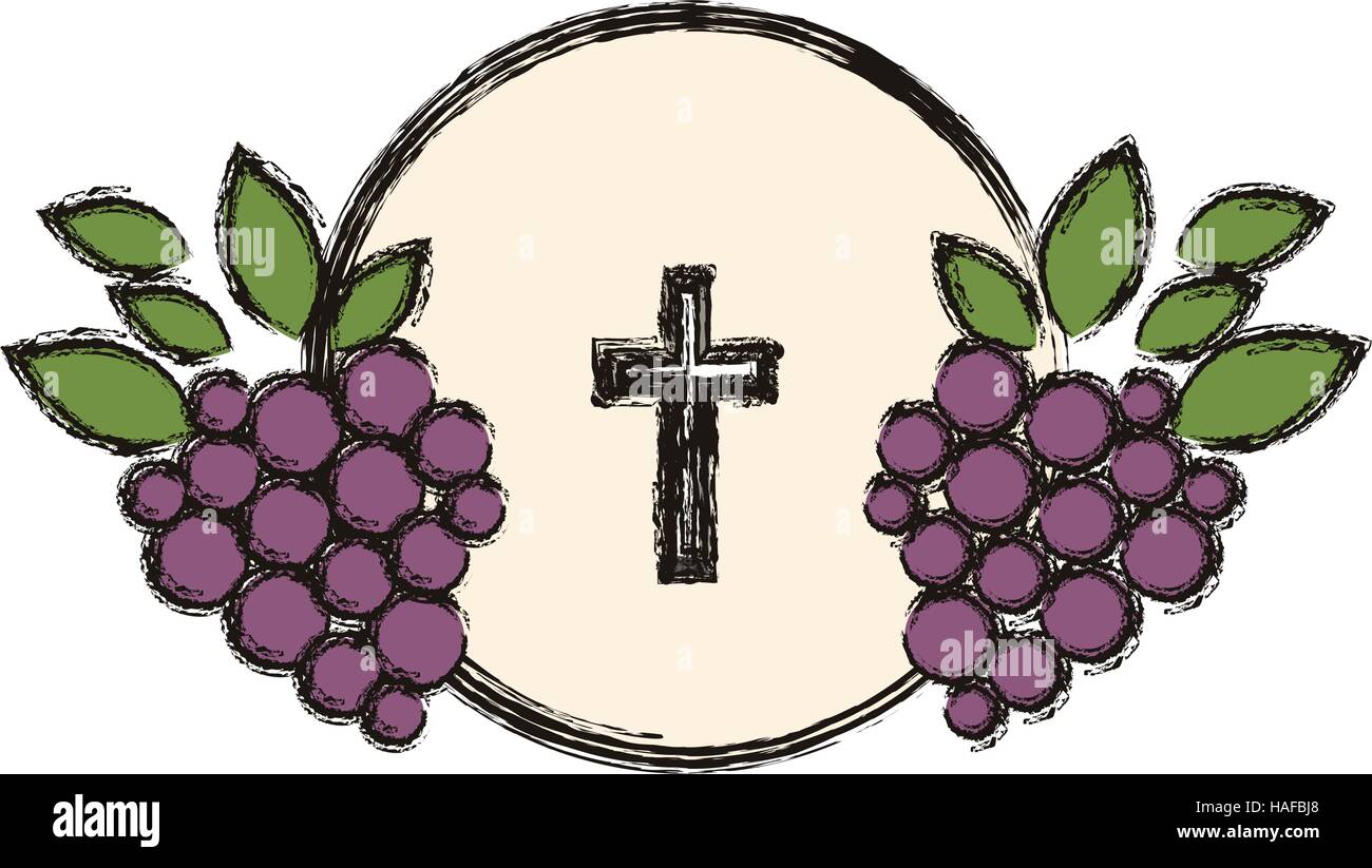 Cross and grapes icon. Religion god pray faith and believe theme ...