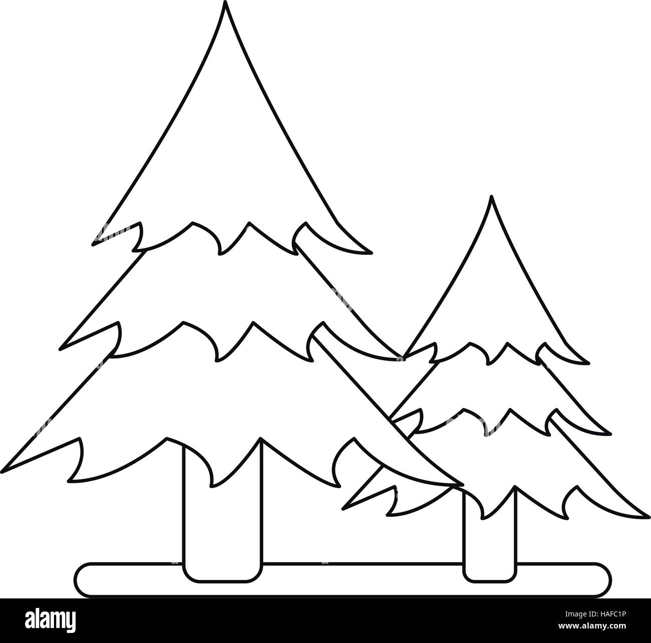 outline two pine tree forest camping icon Stock Vector Image & Art - Alamy