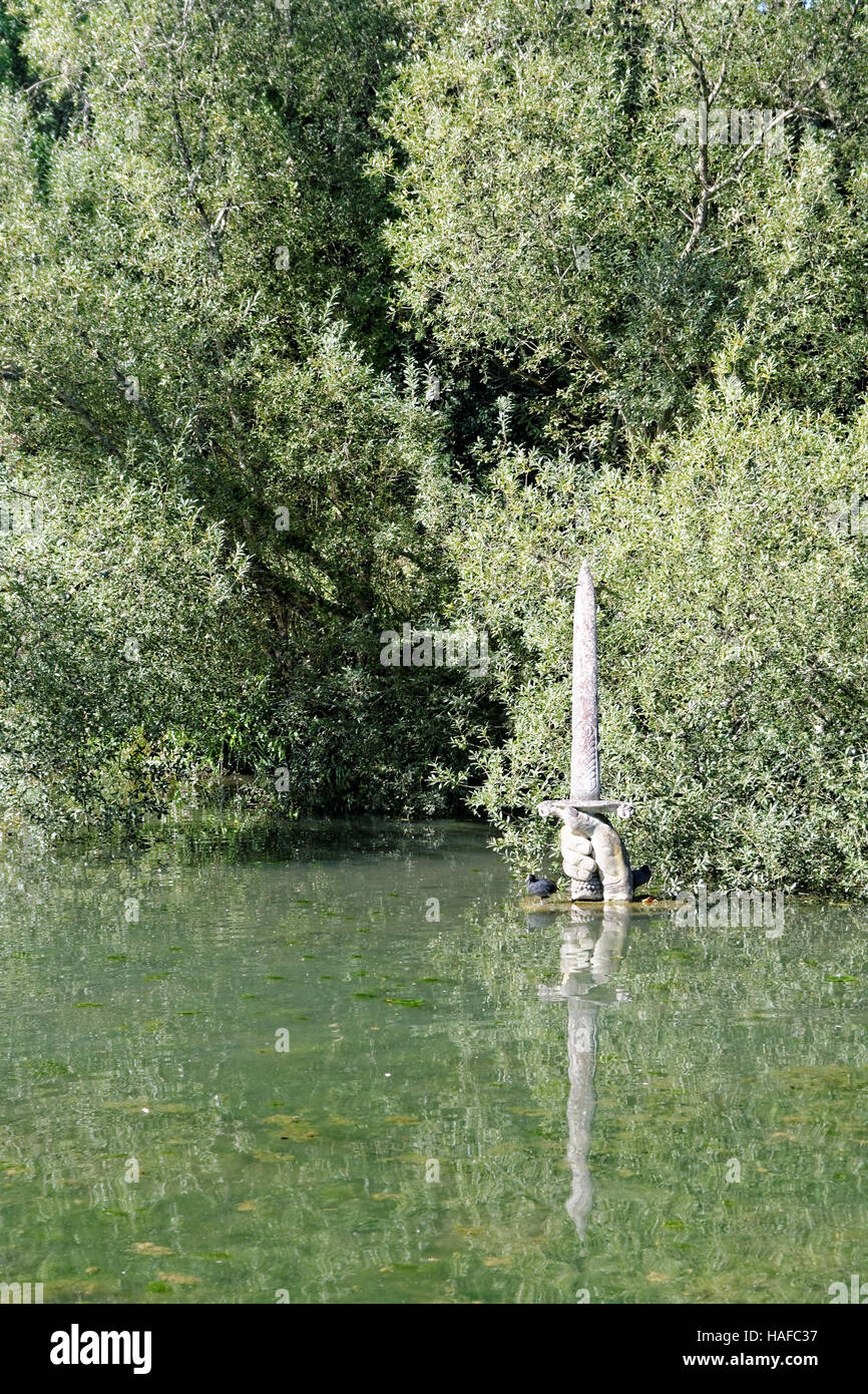 A statue of Excalibur, King Arthur's legendary sword, at Kingston ...