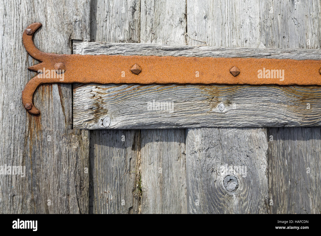 The gate to a viking village film set was crafted with iron and wood in ...