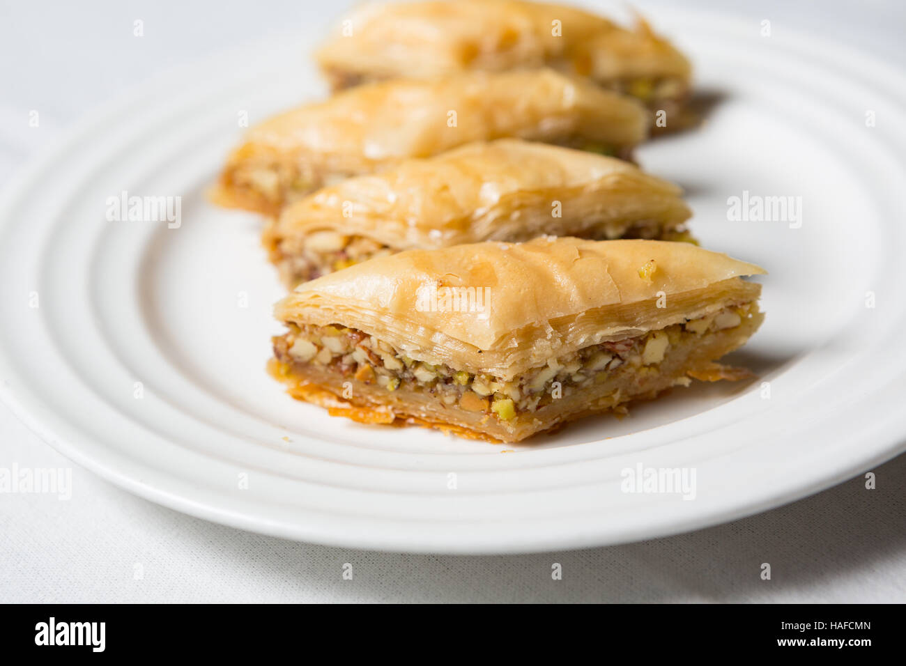 Close-up of Baklava, a dessert made with filo pastry and chopped nuts ...
