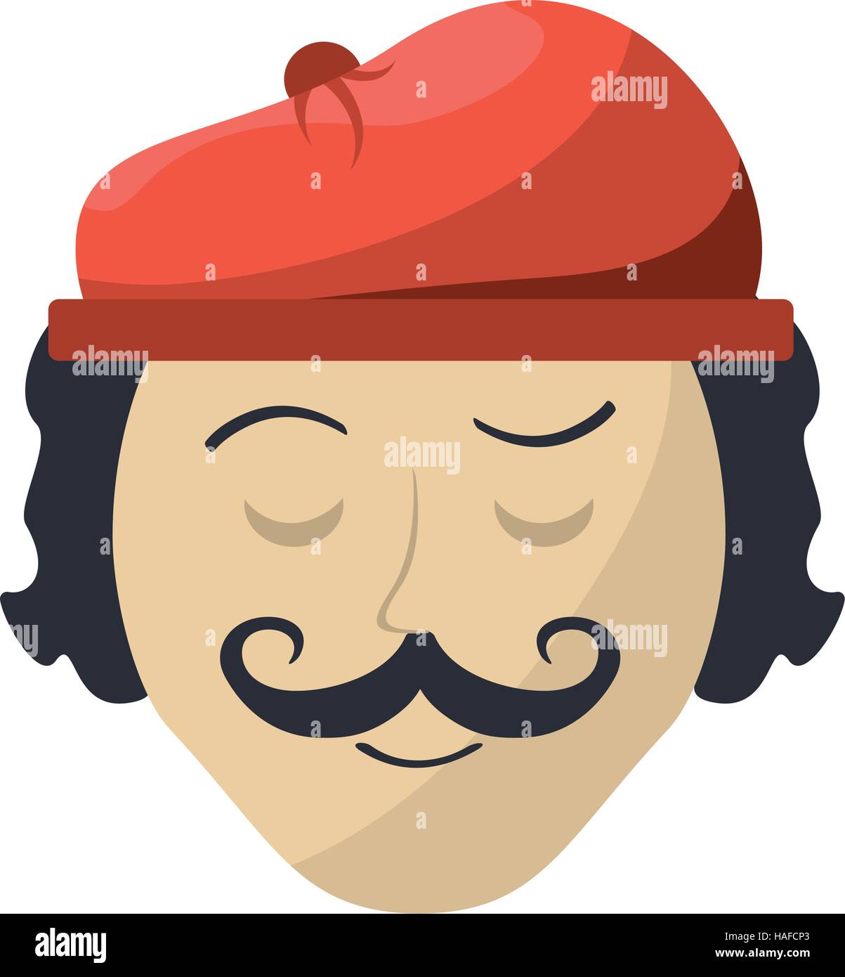Cartoon French Man With Mustache