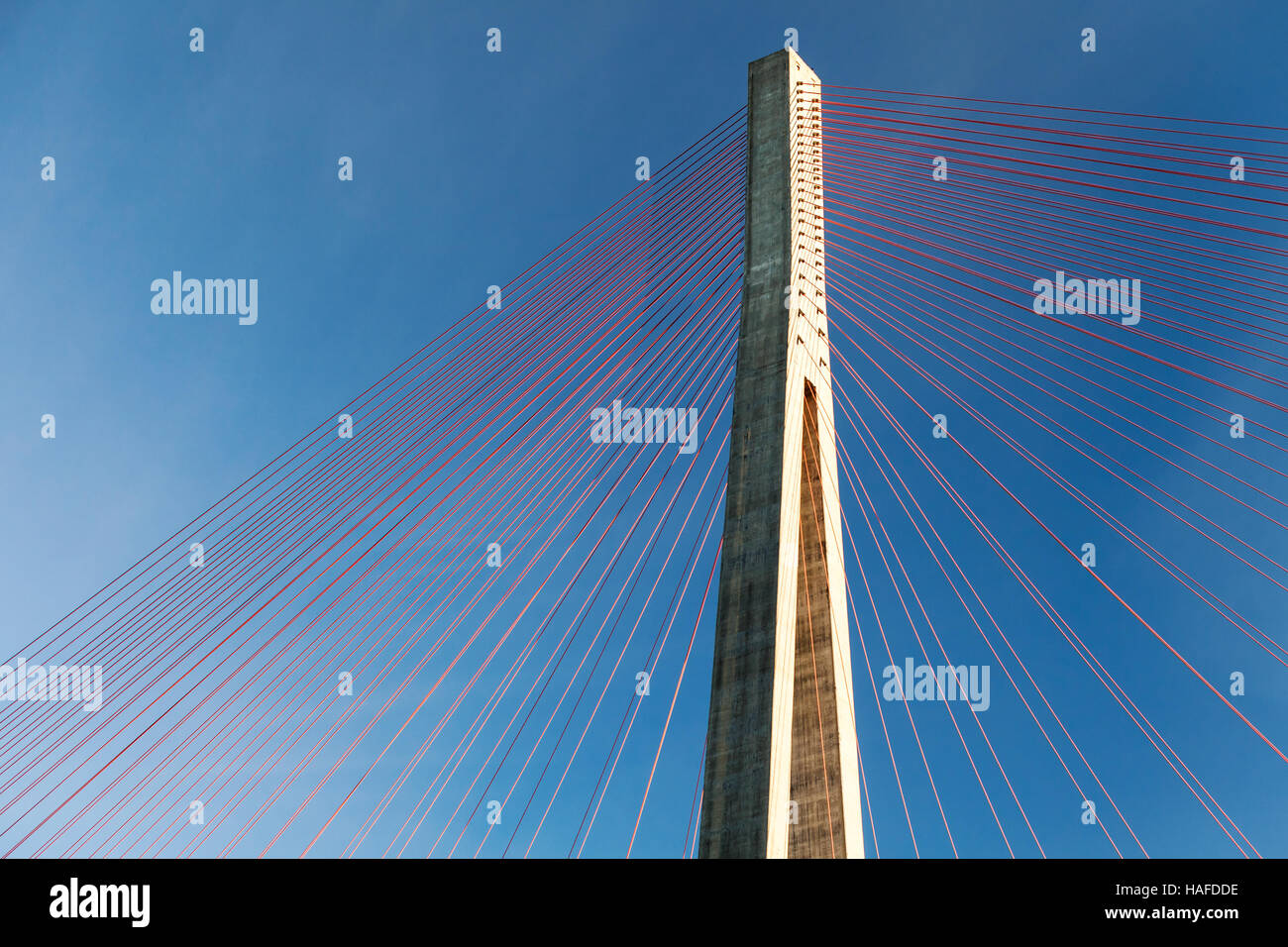 Skarnsund Bridge upper fragment, modern automotive cable-stayed bridge ...