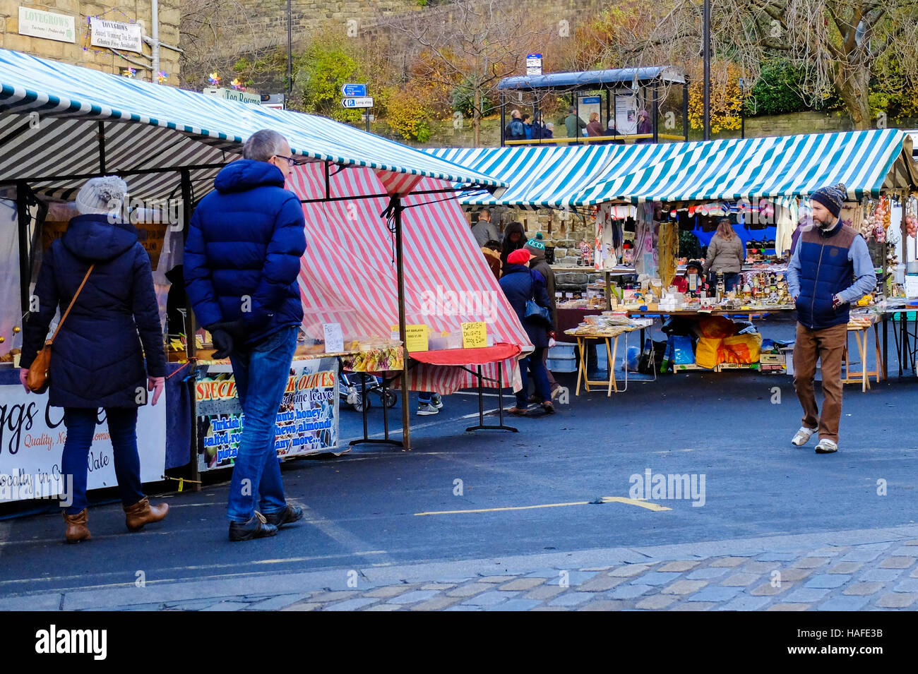 Outdoor Market at Hebden Bridge, Calderdale, West Yorkshire, England ...