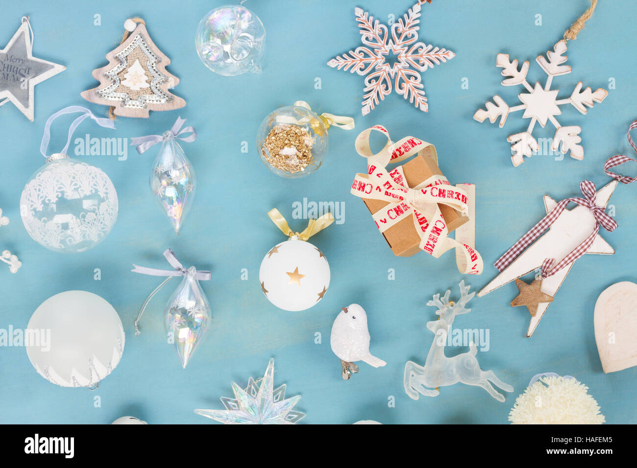 Blue and white christmas Stock Photo - Alamy