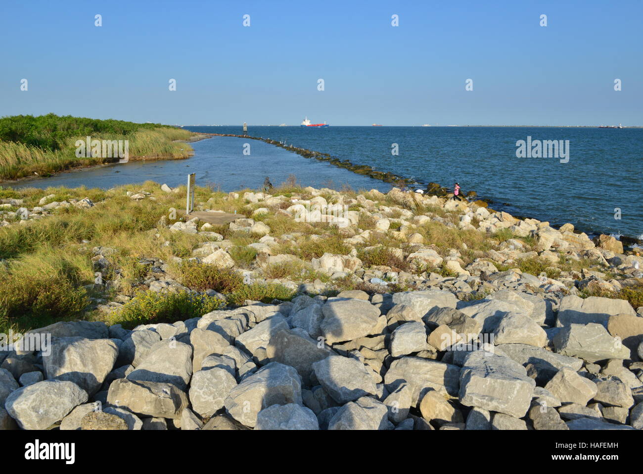 A rock sea defence at Galveston, Texas Stock Photo - Alamy