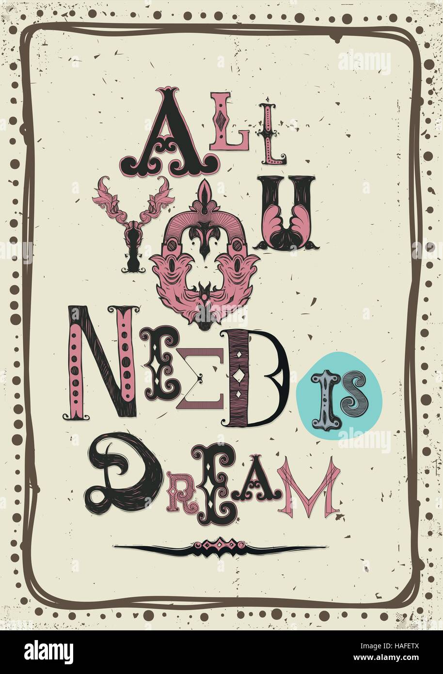 Vintage motivational poster. All you need is dream Stock Vector Image ...
