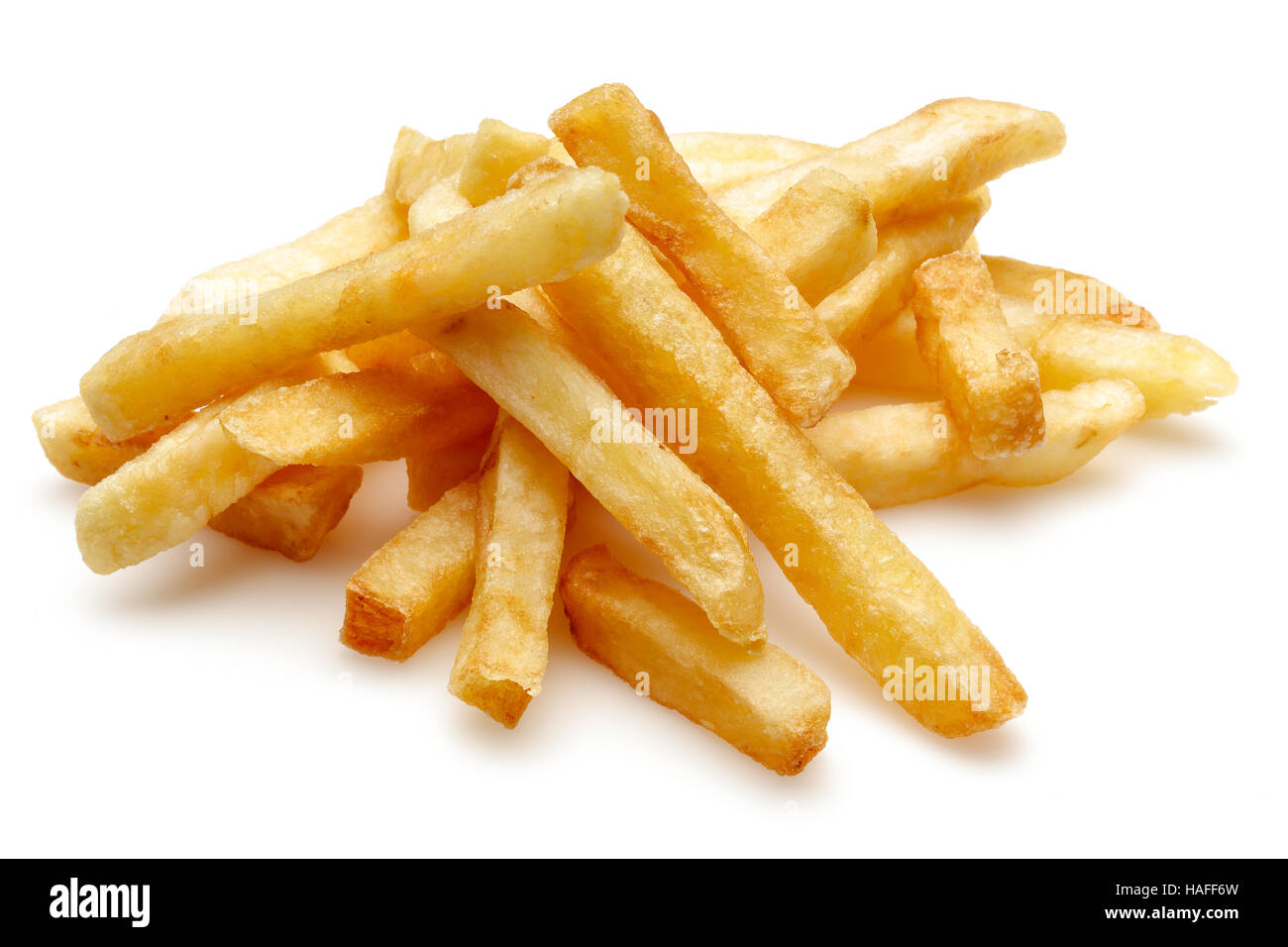 A pile of appetizing french fries on a white background Stock Photo - Alamy