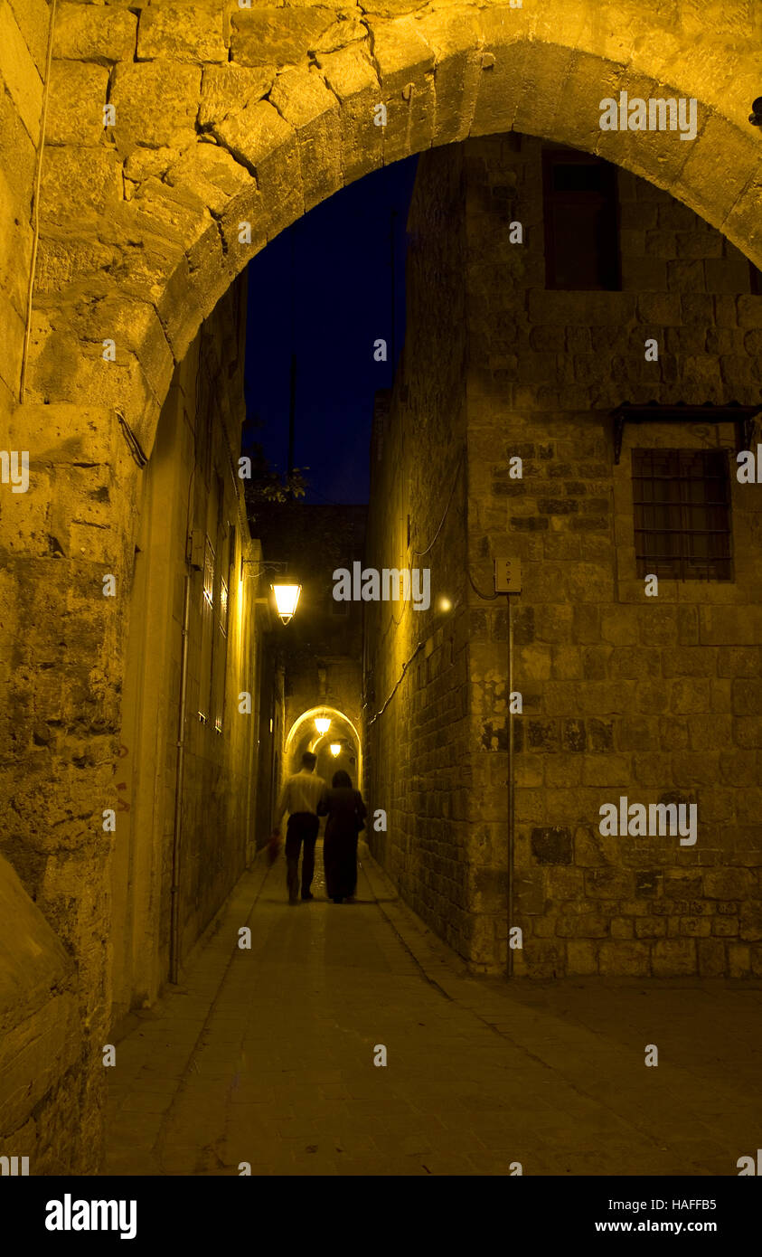 A back lane in the Al-Jdeida quarter of Aleppo in northern Syria before ...