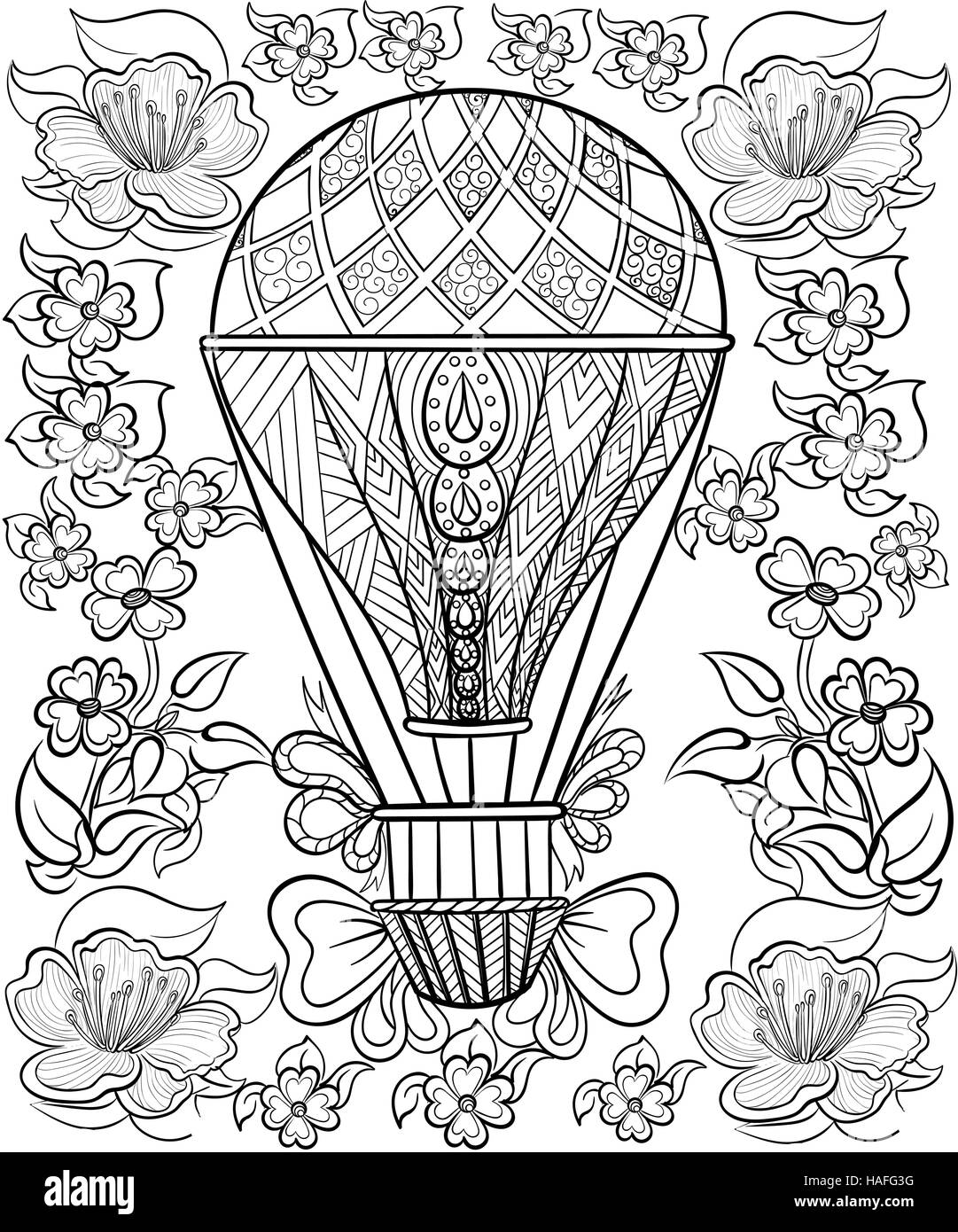 Hand drawn ink pattern. Coloring book for adult Stock Vector Image ...