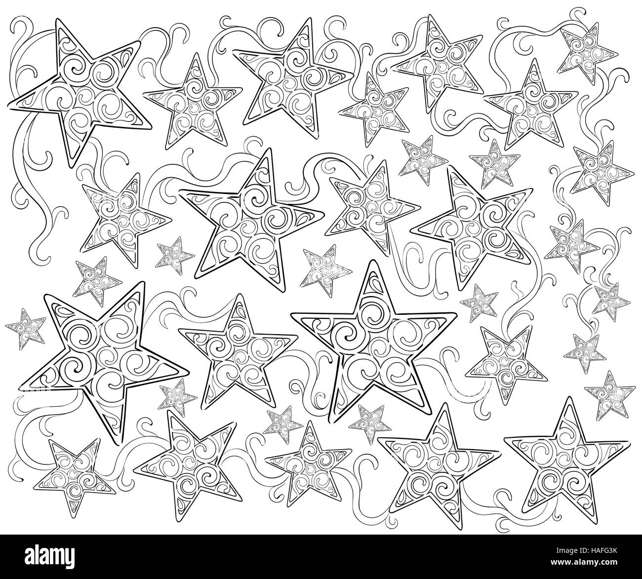 Hand drawn ink pattern. Coloring book for adult merry christmas Stock ...