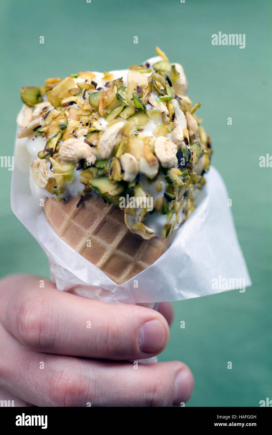 Pistachio rolled ice-cream at Bakdash inside Souk al-Hamidiyeh in the ...