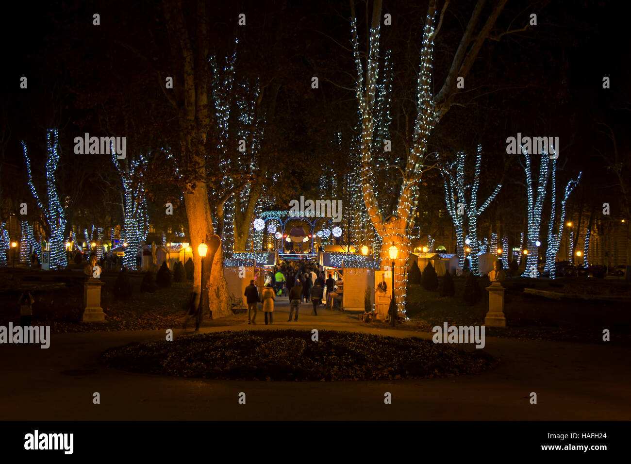 Zrinjevac park decorated by Christmas lights as part of Advent in ...