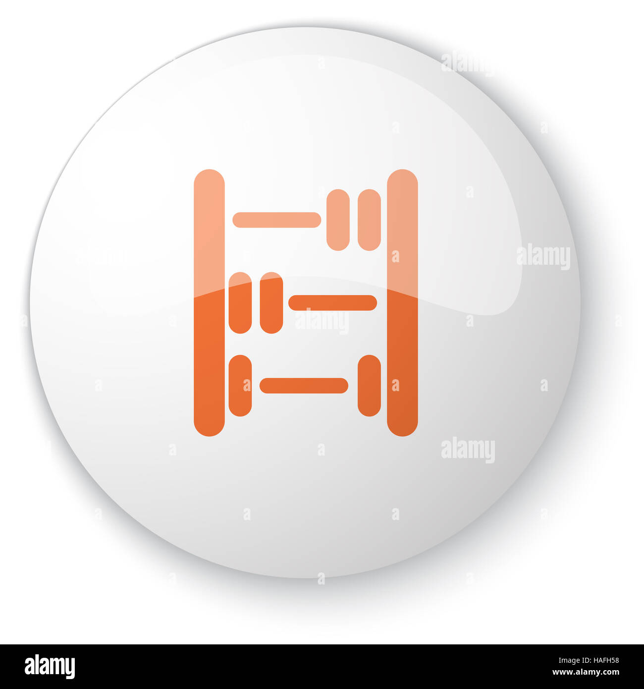 Glossy white web button with orange Abacus icon on white background ...