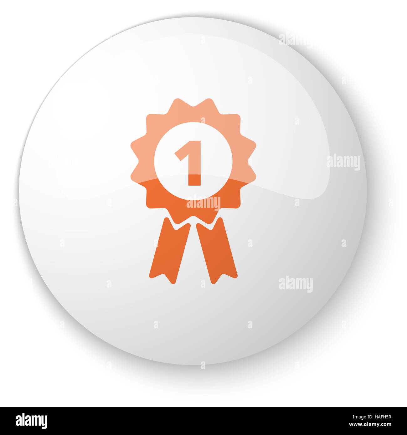Glossy white web button with orange Prize Ribbon icon on white ...