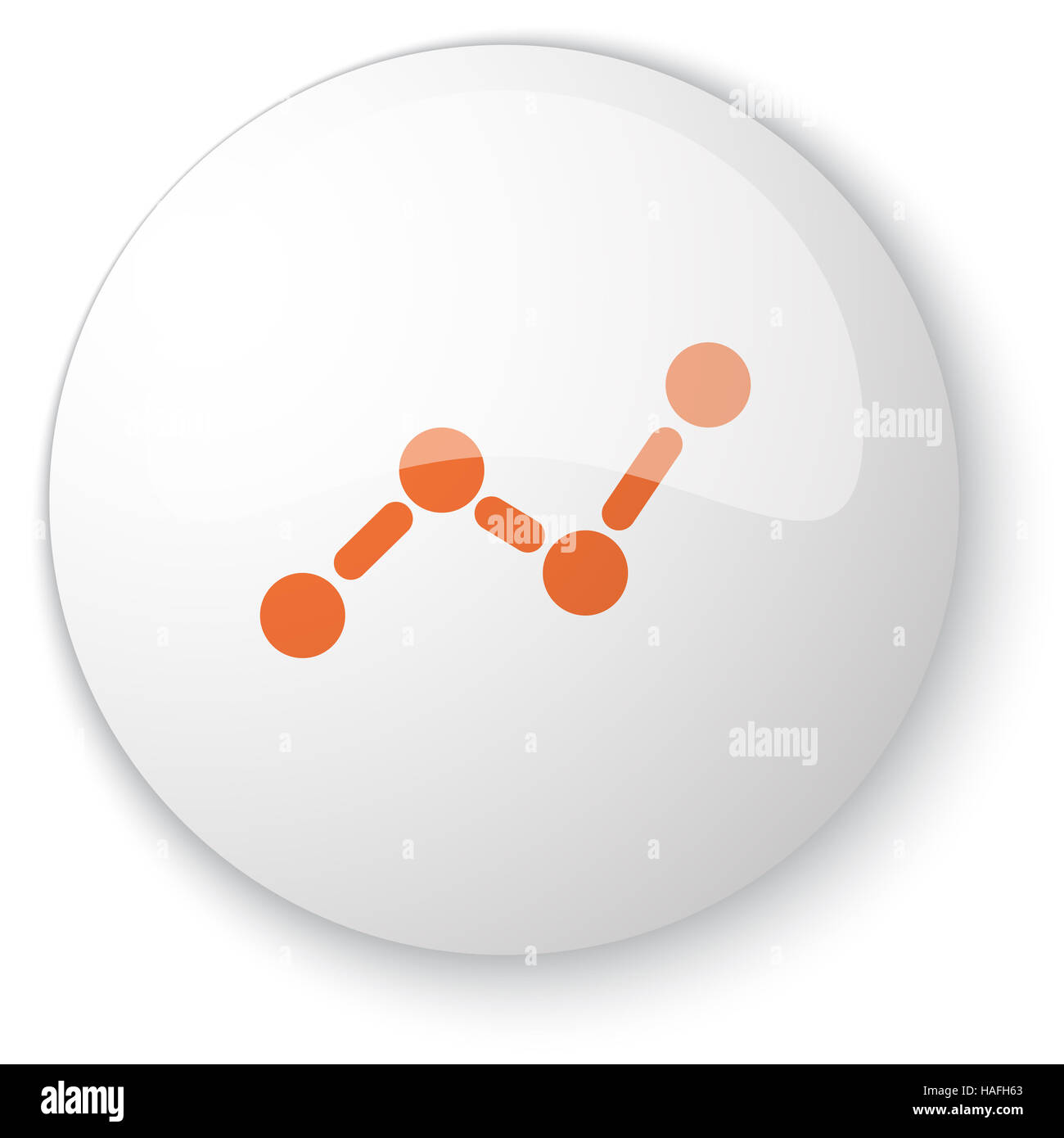 Glossy white web button with orange Graph icon on white background ...