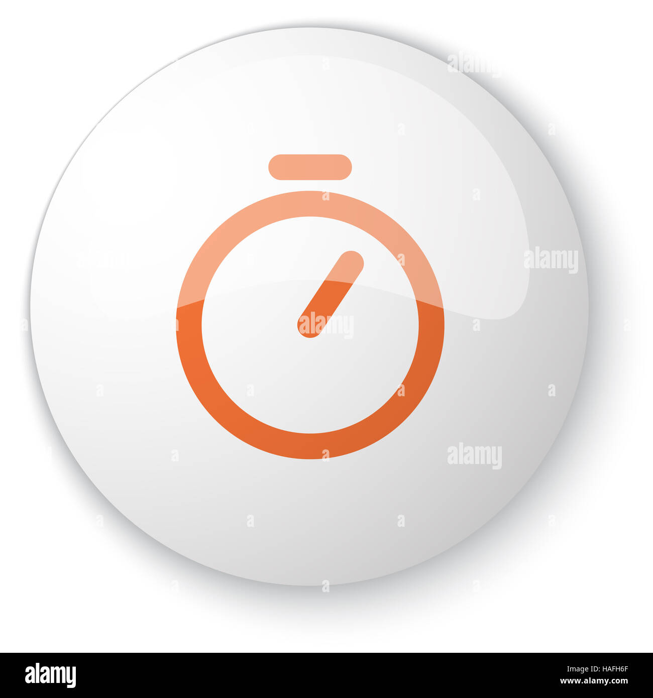 Glossy white web button with orange Timer icon on white background ...