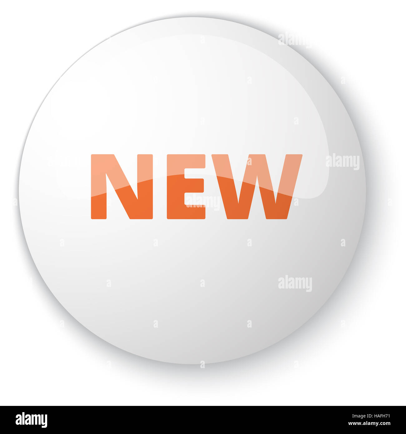Glossy white web button with orange Institution icon on white ...