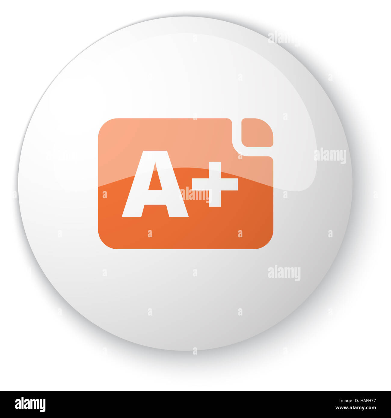 Glossy white web button with orange Rating icon on white background ...