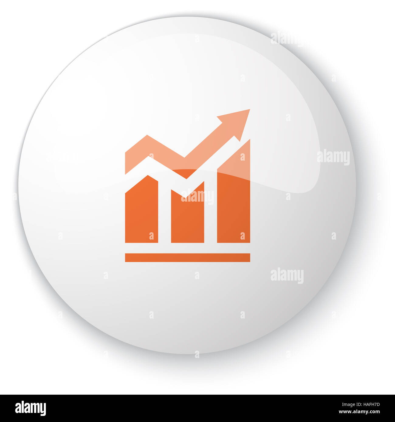 Glossy white web button with orange Trend icon on white background ...