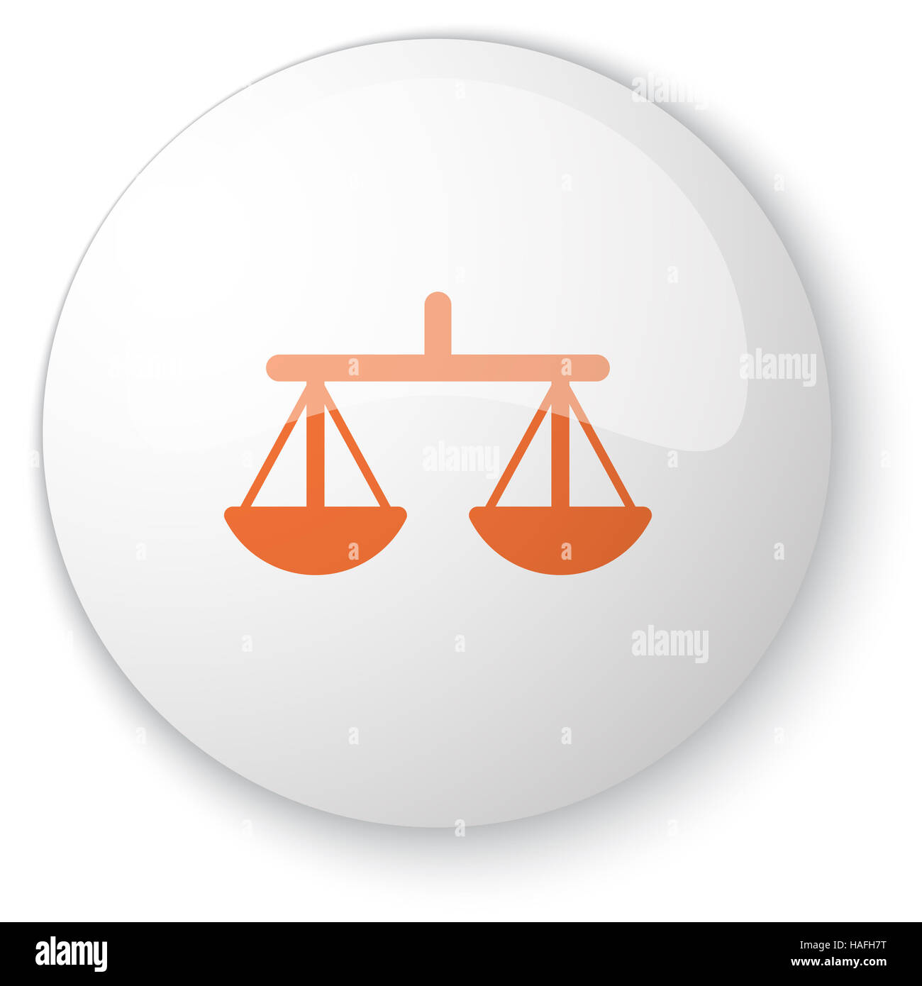Glossy white web button with orange Balance icon on white background ...