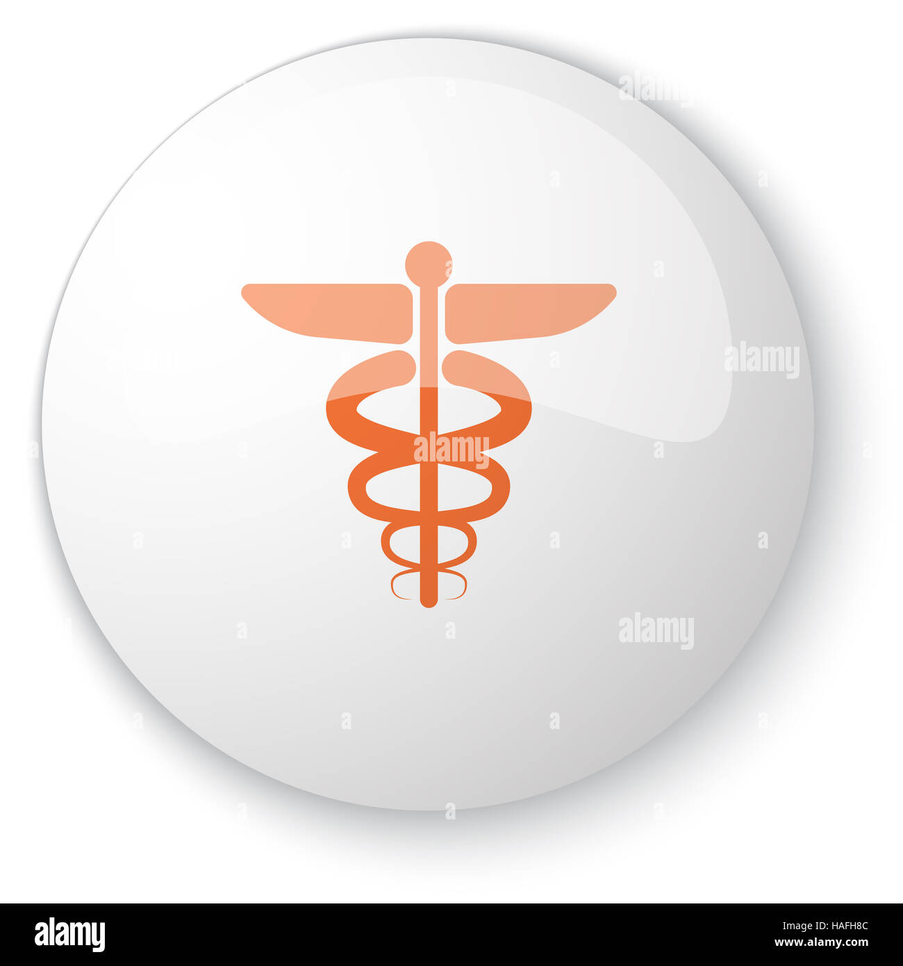 Glossy white web button with orange Medical Symbol icon on white ...