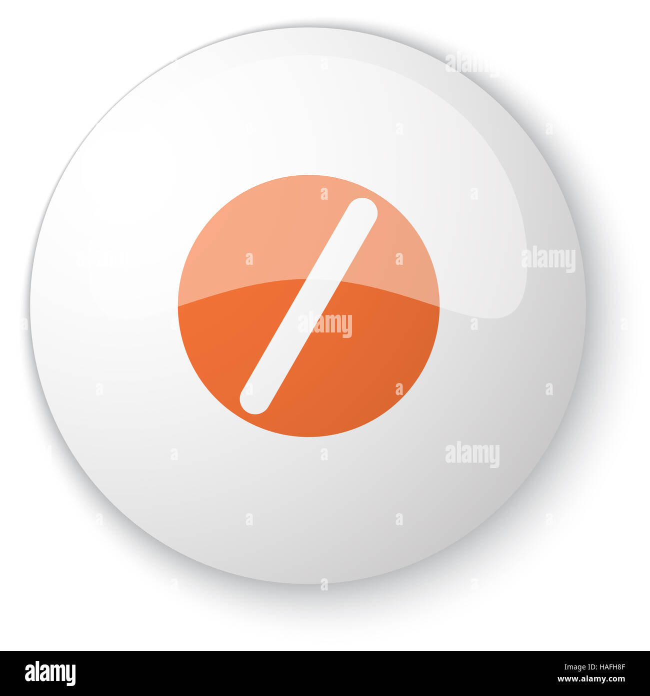 Glossy white web button with orange Pill icon on white background Stock ...
