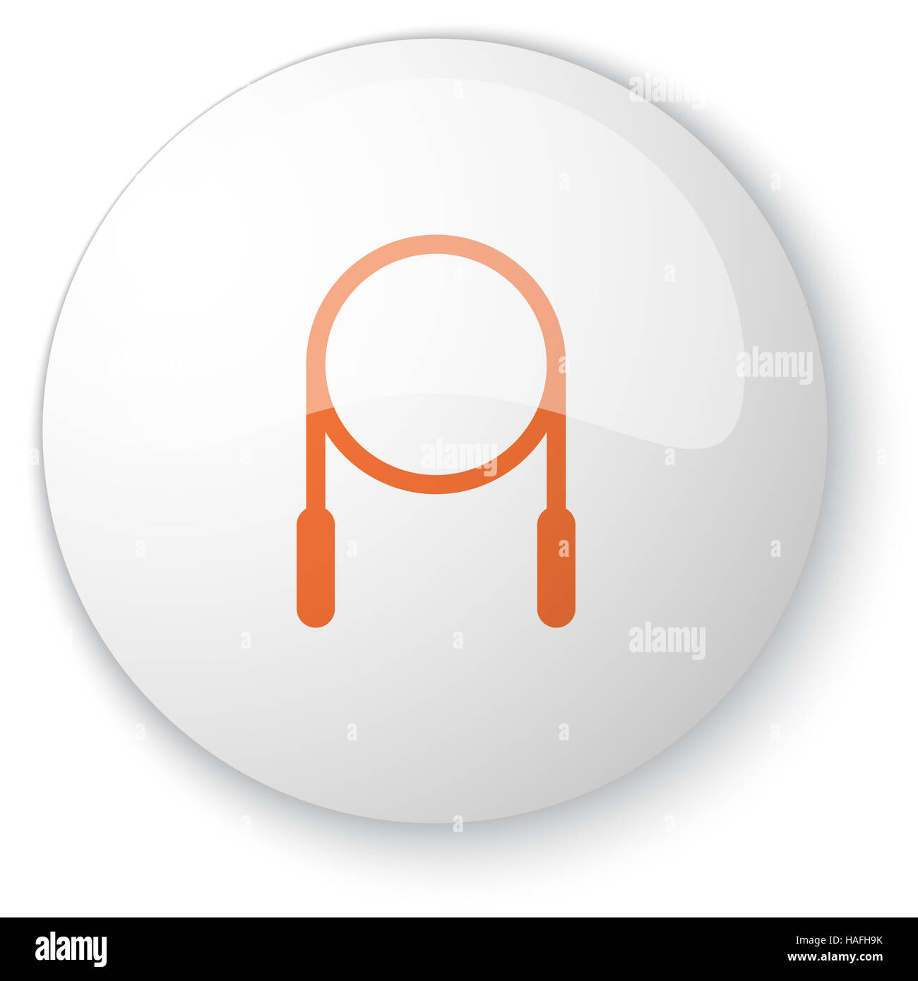 Glossy white web button with orange Skipping Rope icon on white ...