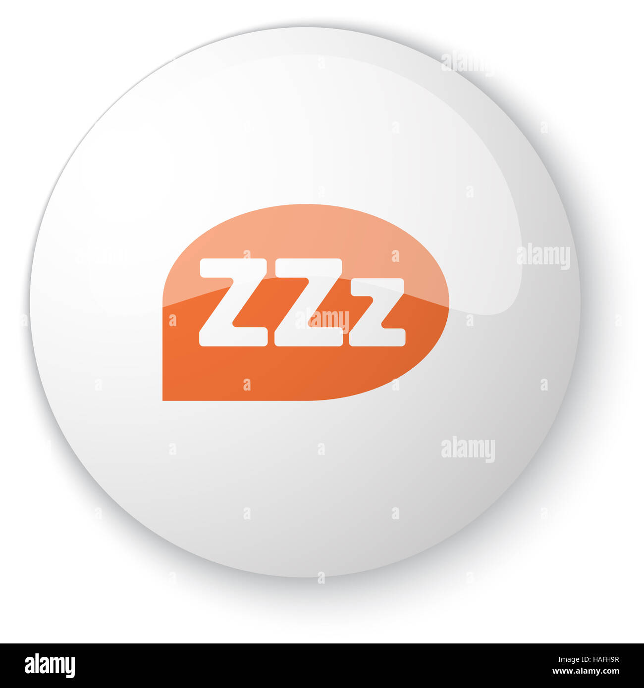 Glossy white web button with orange Sleep icon on white background ...